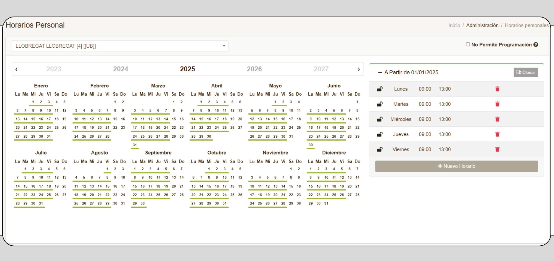 Administración - Workplanner